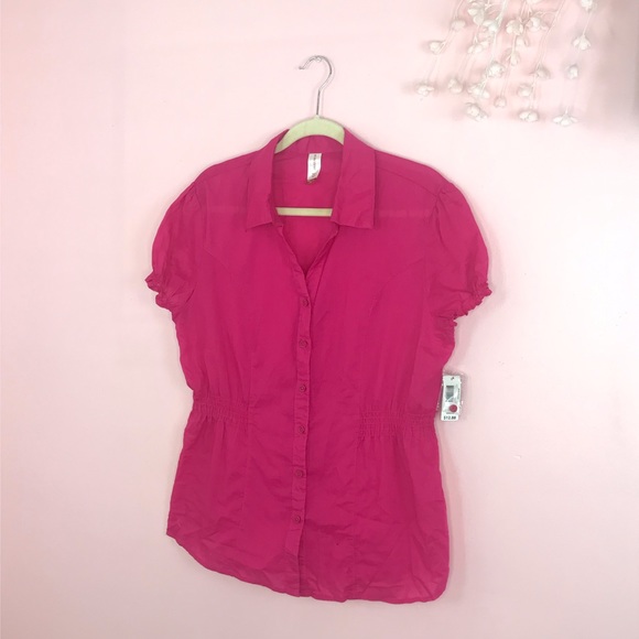 No Boundaries | Tops | Nwt Hot Pink Button Down Blouse | Poshmark